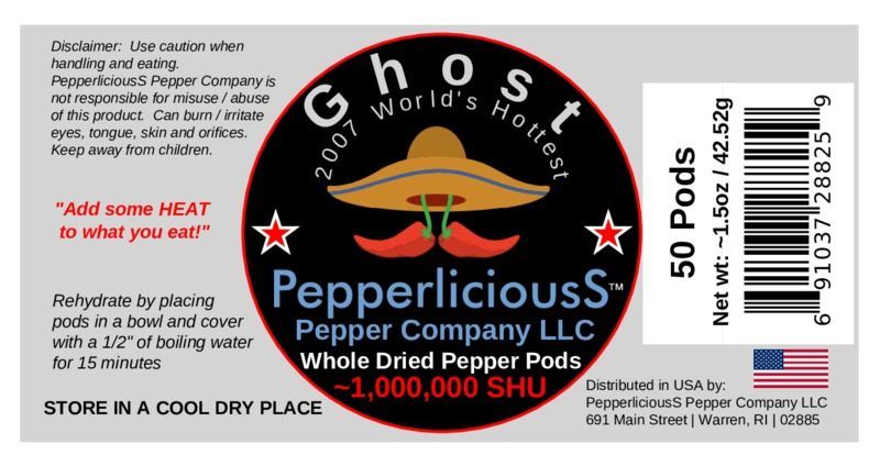 50 Ghost Pepper Pods - PepperliciousS Pepper Company LLC